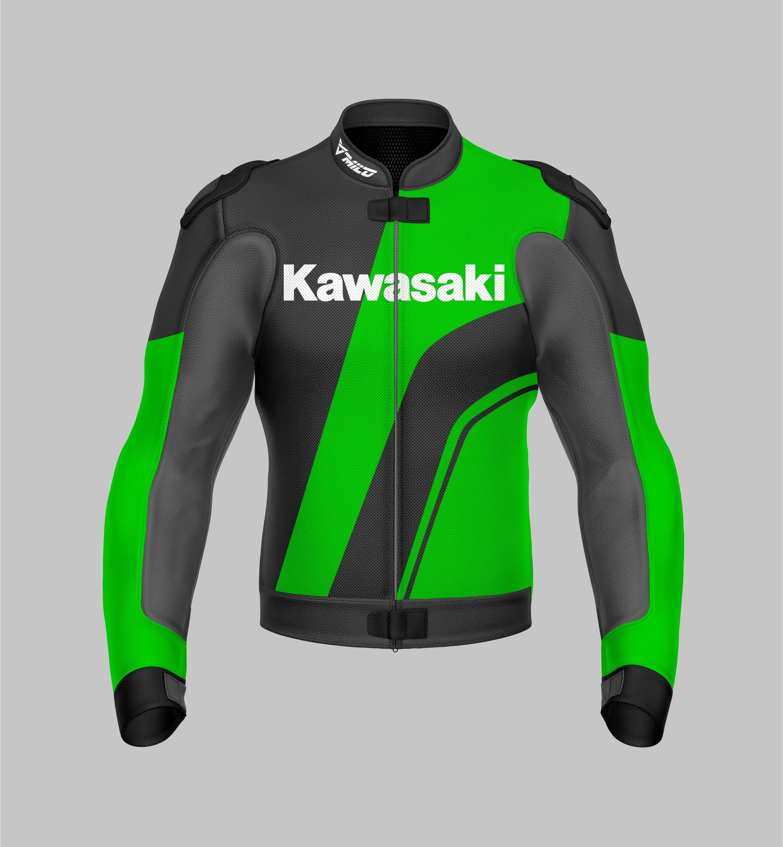 Kawasaki H2R & Ninja Leather Motorbike Racing Jacket - Milo Racing ...